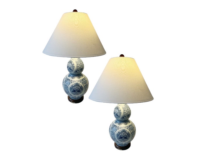 Chinoiserie. Koi Fish. Pair of Ralph Lauren Lamps. Blue and White ...