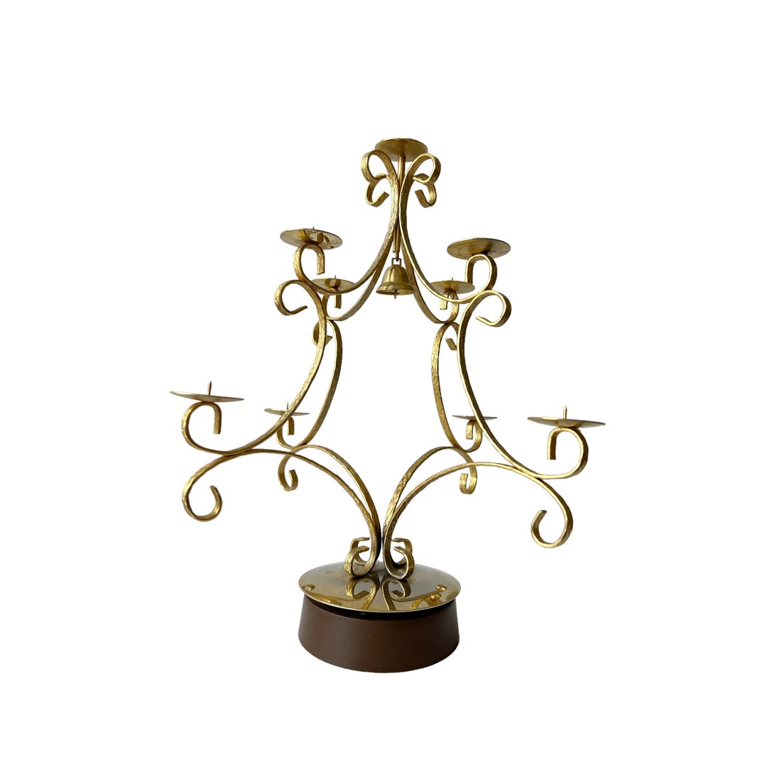 Vintage Brass Carousel Musical Christmas Candle Holder - Sankyo Japan ...