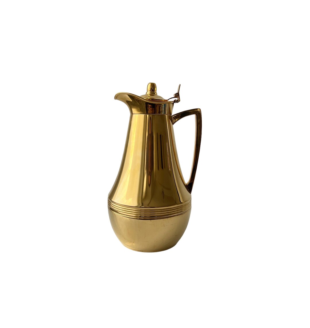 Vacuum Carafe by ALFI. Gold Plated Hot and Cold Thermos Glass Flask ...