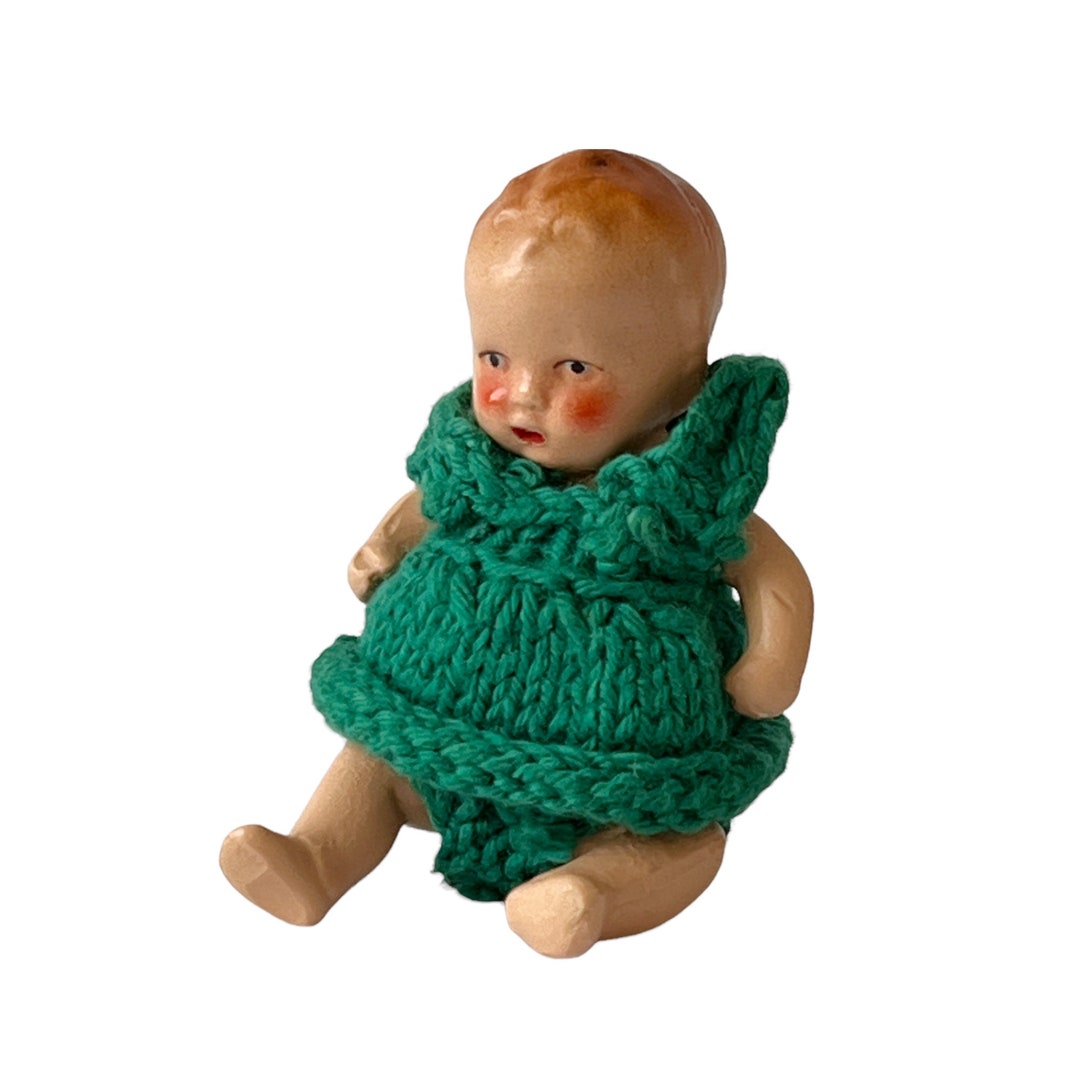 Antique 1930s German Hertwig Dollhouse Baby Doll – 9.5 Cm/ 3.7 In ...