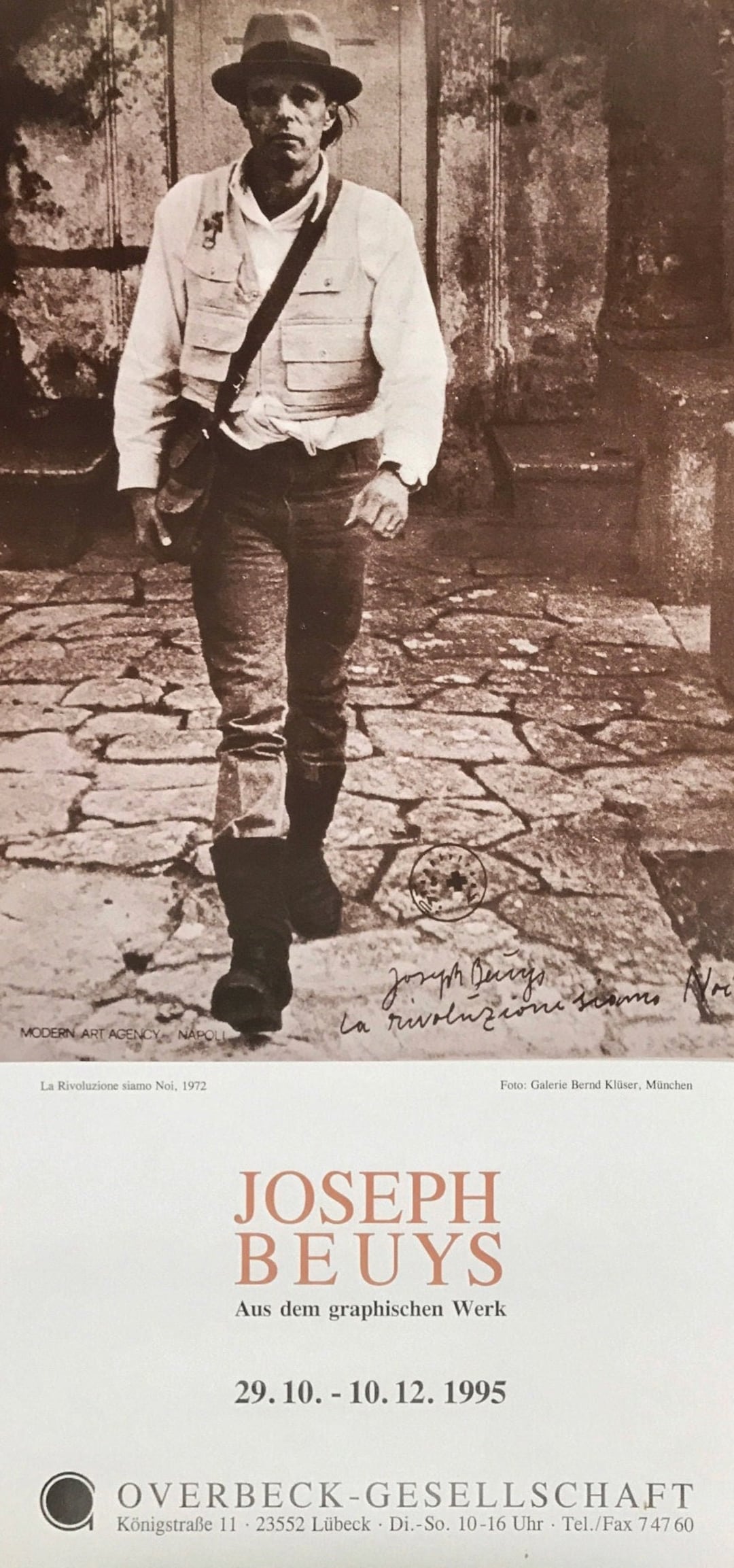 Joseph Beuys "revolution is Us" Vintage Exhibition Poster, Lübeck 1995 ...