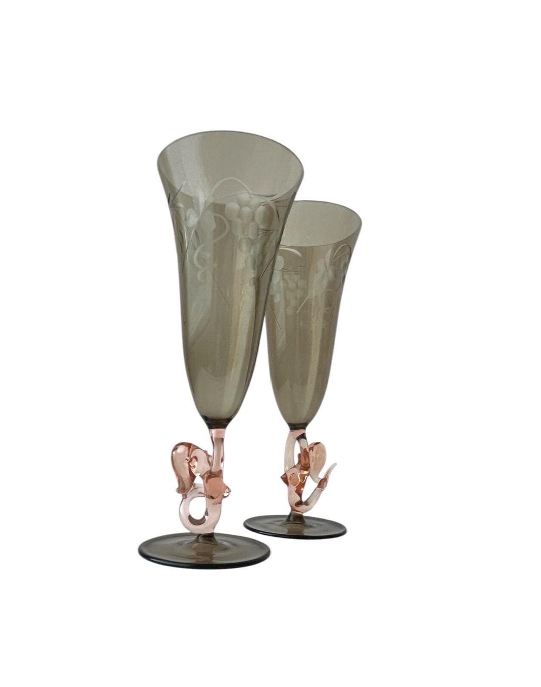 Art Deco Bimini & Lauscha Mermaids Champagne Glasses by Fritz Lampl Set ...