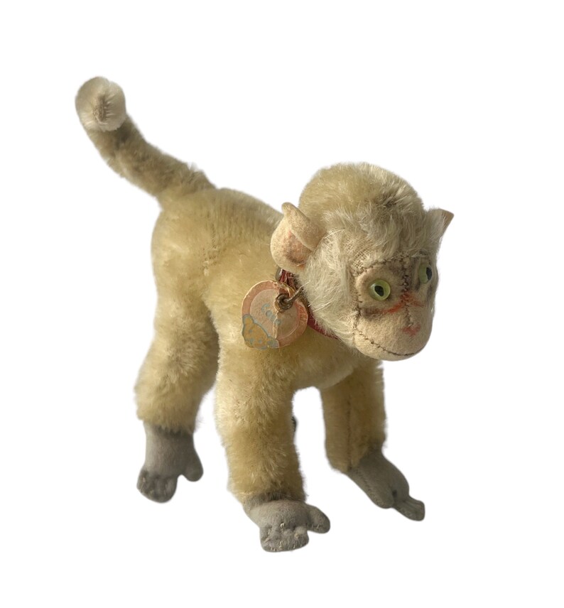 Steiff Coco Baboon Mohair. Plush Red Felt Bum. Green Glass Eyes. 1950s ...