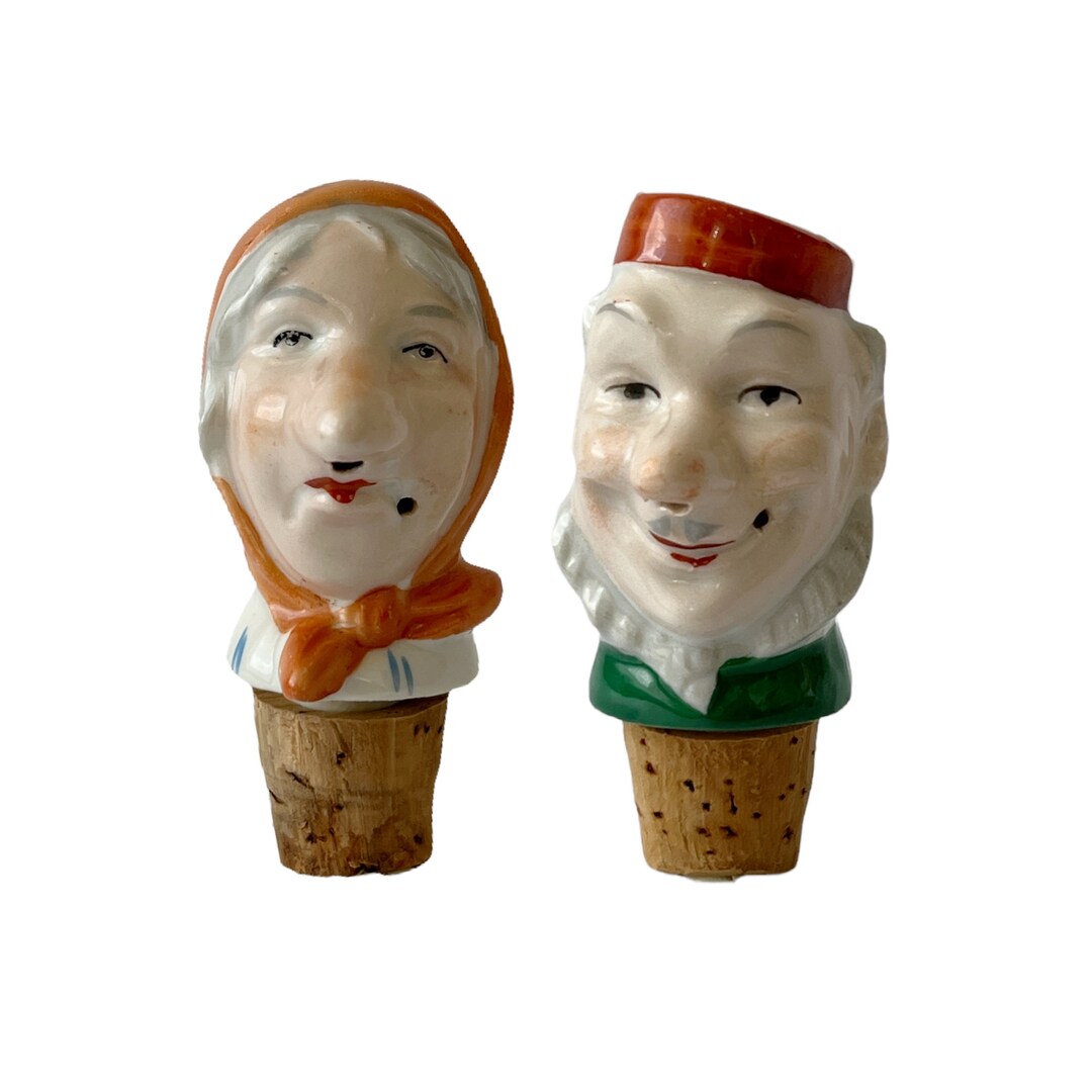 Vintage Hand-painted German Porcelain Bottle Pourer Stoppers, Set of ...