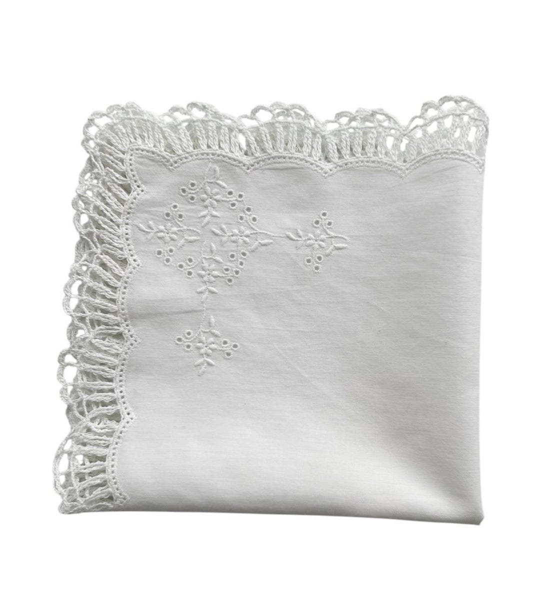 Vintage Swiss Hand-embroidered Handkerchief | Fine Batiste With Crochet ...