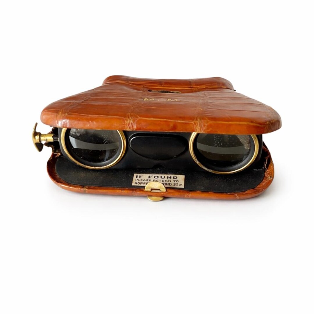 Asprey London Folding Opera Glasses With Leather Cover Gilt Binoculars ...