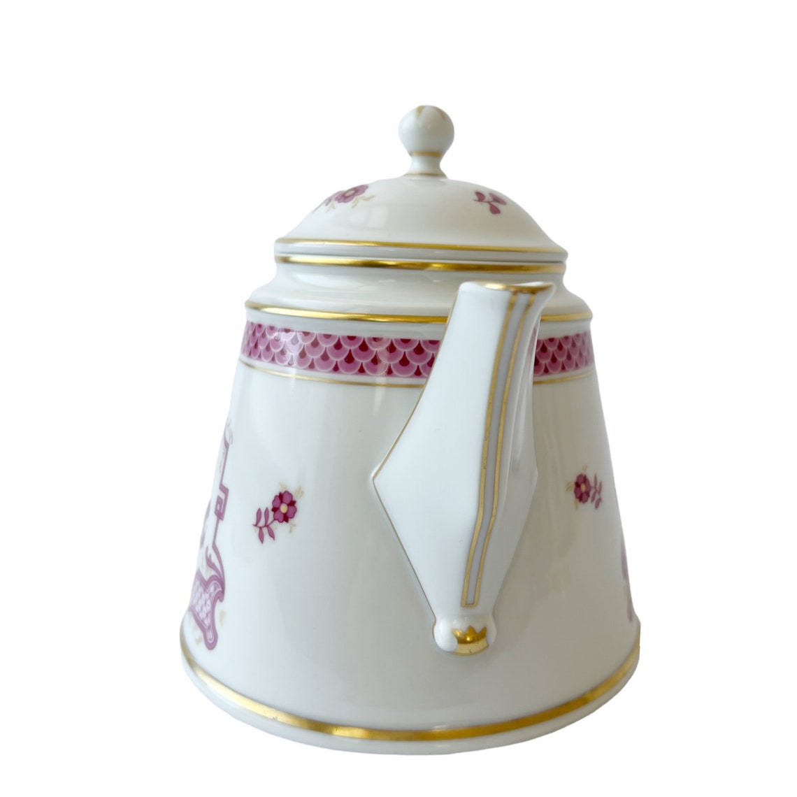 Vintage HEINRICH Porcelain Teapot – Hand-painted Floral Pattern, Gold ...
