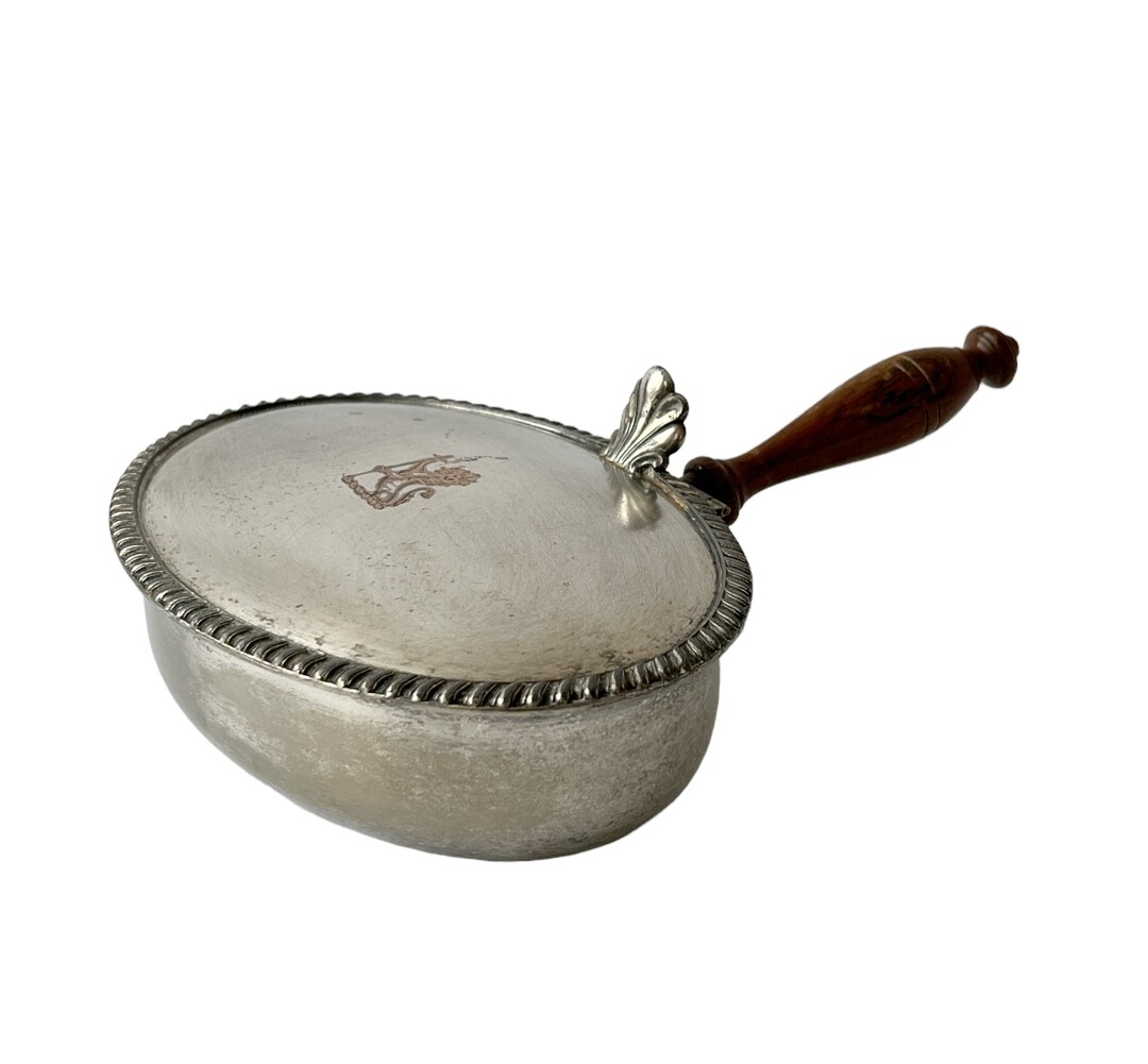 Antique Silver-plated Silent Butler With Wooden Handle – Lion Engraving ...