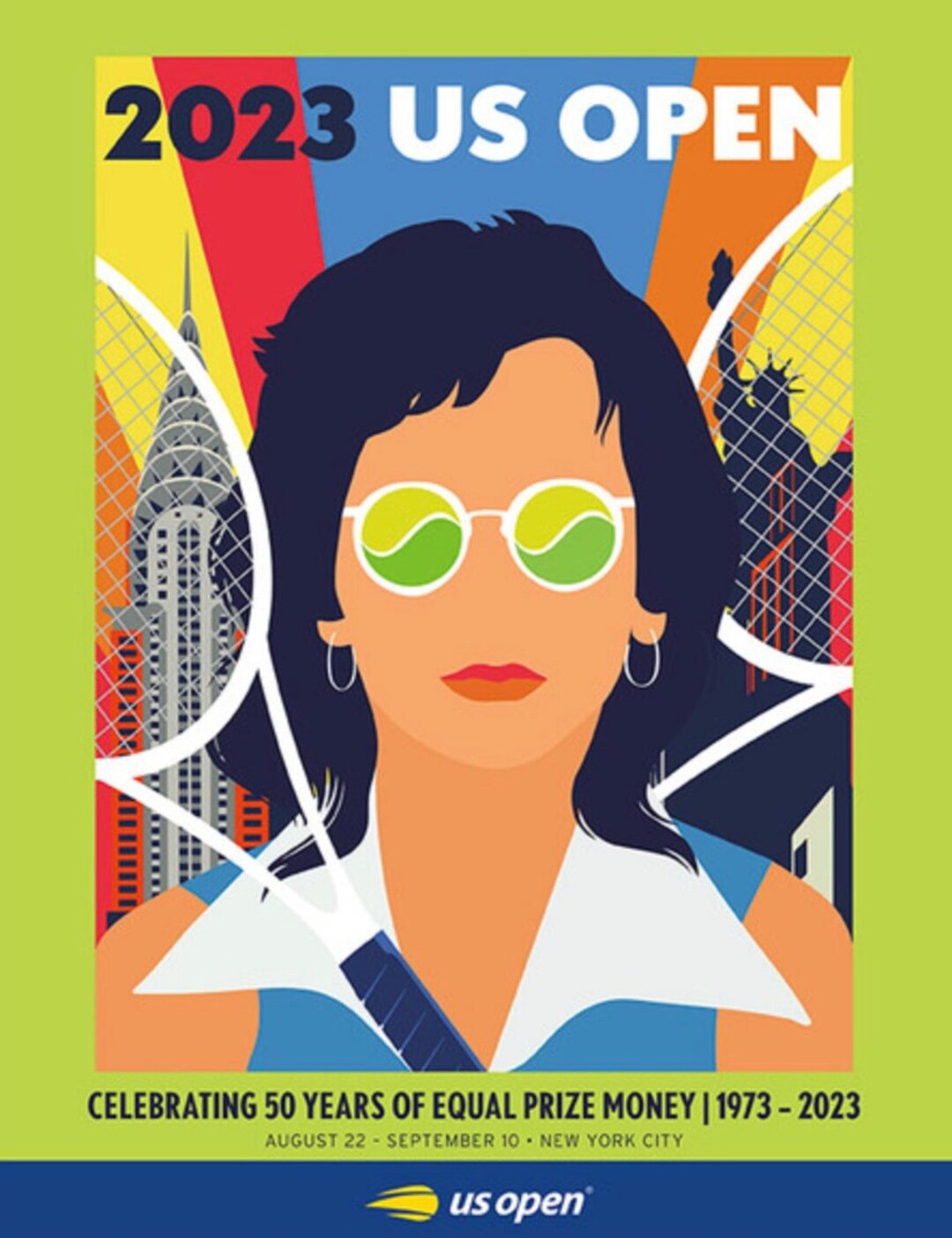 Official 2023 US Open Poster – Billie Jean King NYC Skyline – Designed ...