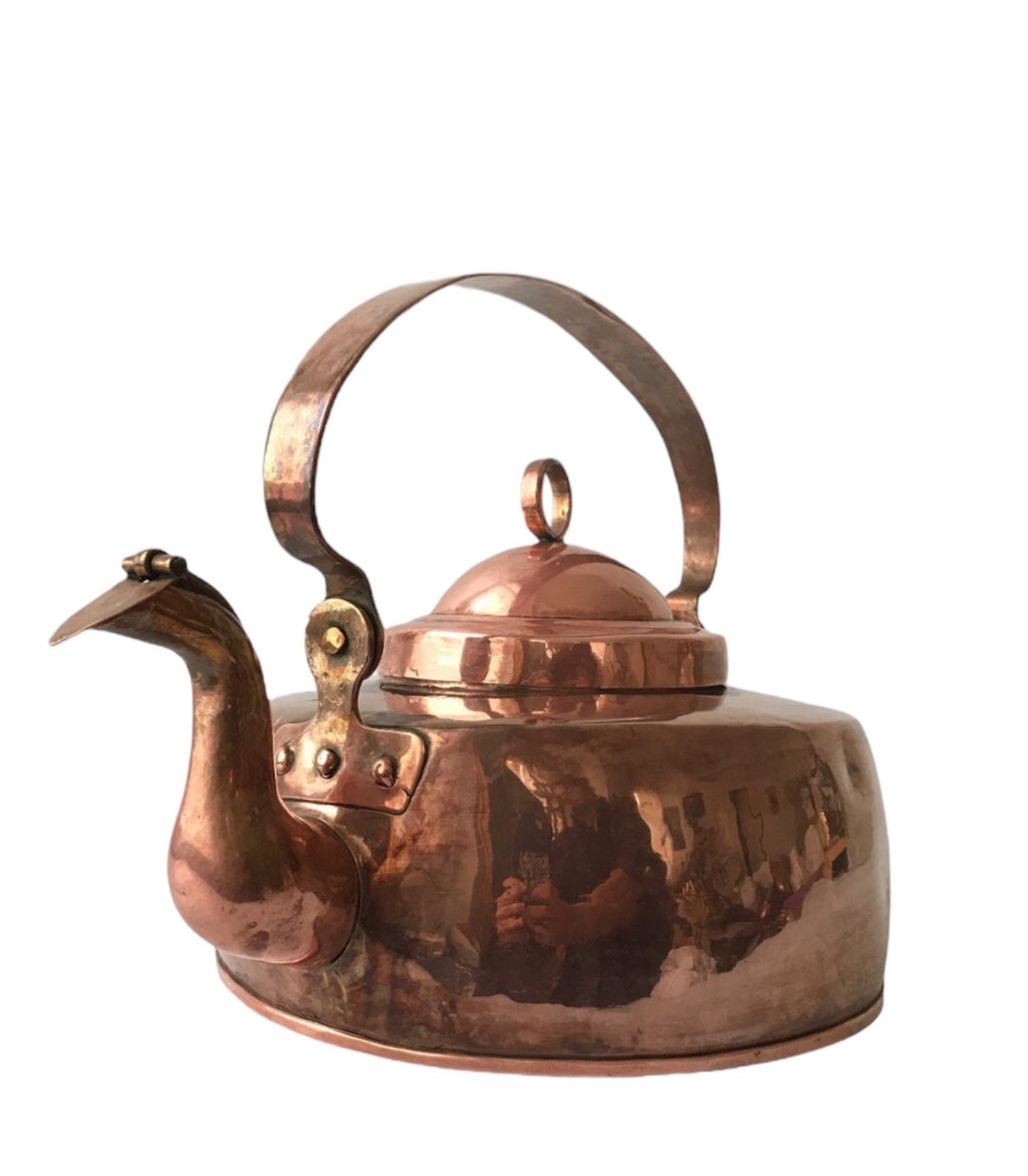 Antique XL Copper Stove Kettle | 5L Hand-hammered Danish Kettle | Rustic Farmhouse Kitchen Decor ...