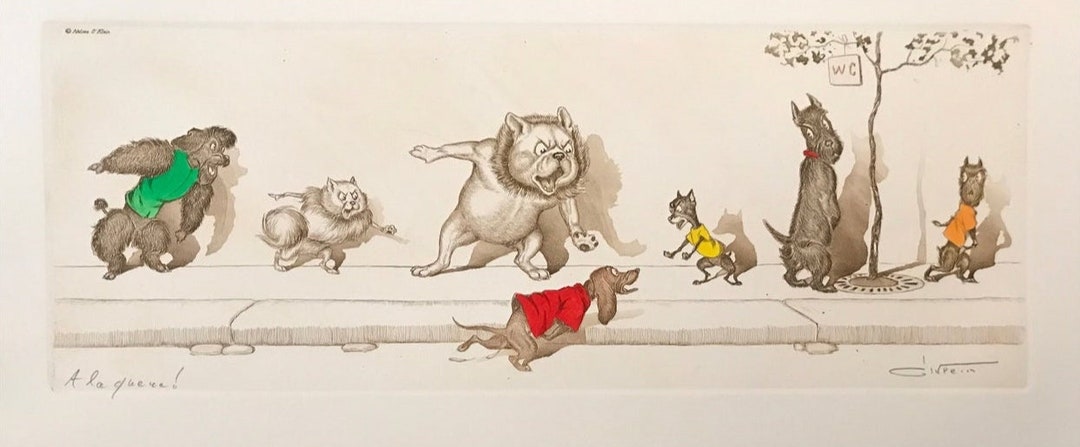 A La Queue!" – Signed & Hand-coloured Etching by Boris O' Klein – Dirty ...
