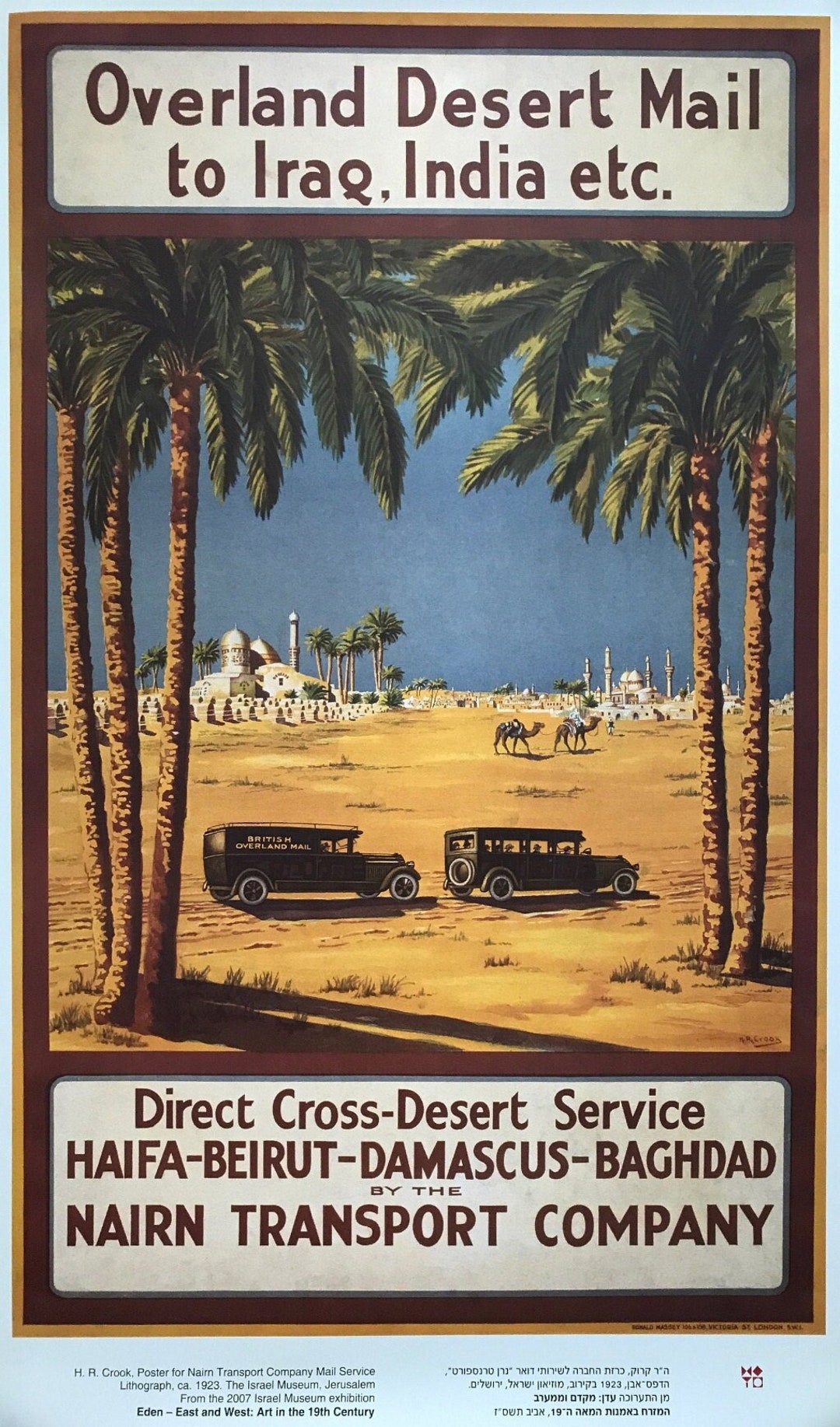Original Exhibition Museum Poster. H. R. Crook, Overland Desert Mail ...
