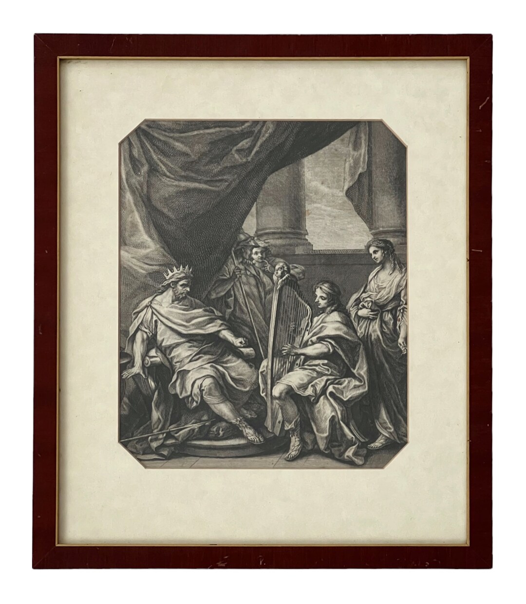 Antique Engraving – "david Playing the Harp Before Saul" – Carle Van ...