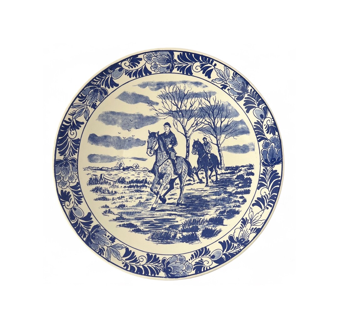 Delft Blue. Wall Hanging Plate. Dutch Landscape. Horse Riding. - Etsy