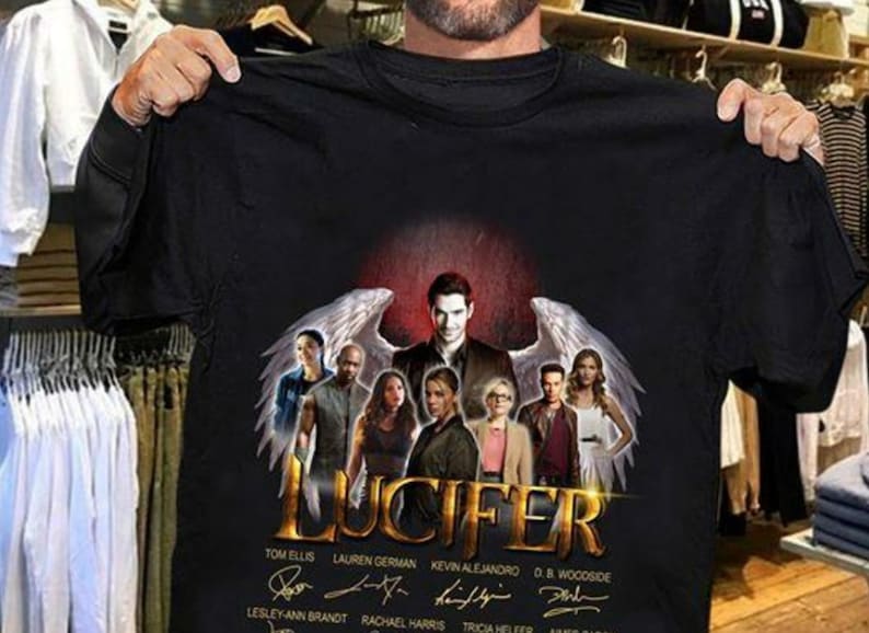 Lucifer movie gift fan unisex t-shirt cast all signature | Etsy