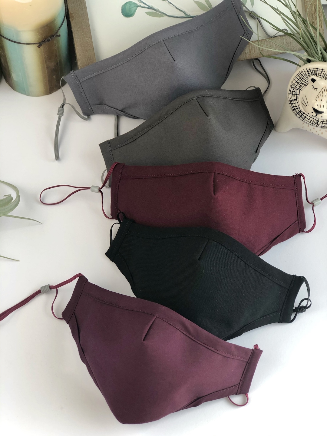 Solid Colors Face Mask With Filter Pocket and Nose Wire, 3 Layers of ...