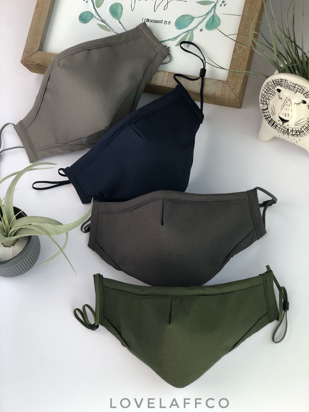 NEUTRAL Solid Colors Fabric Face Mask With Filter Pocket 3 Layers of ...