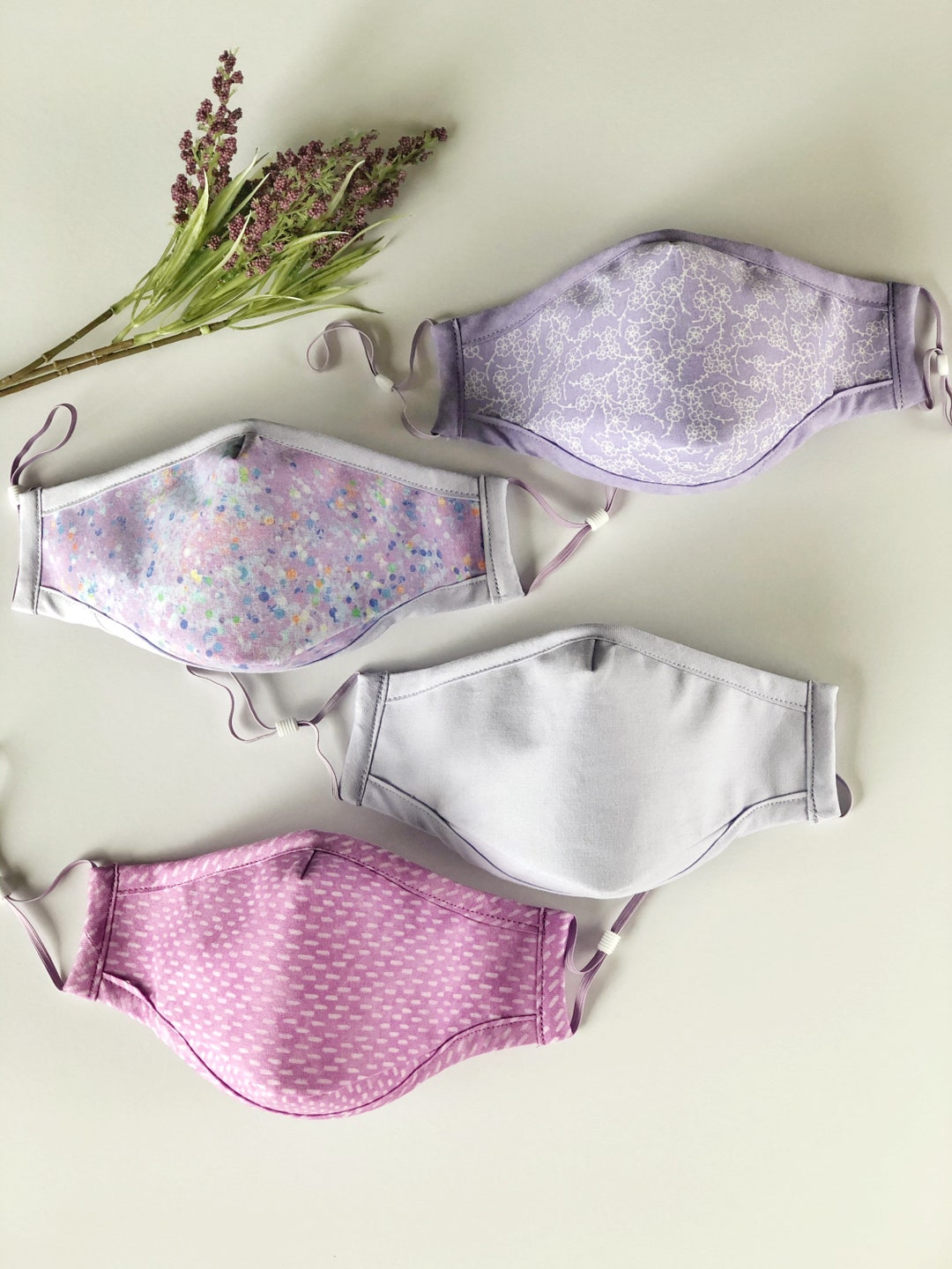 Purple Fabric Face Mask W/ Filter Pocket 3 Layers of Fabric 100%cotton ...