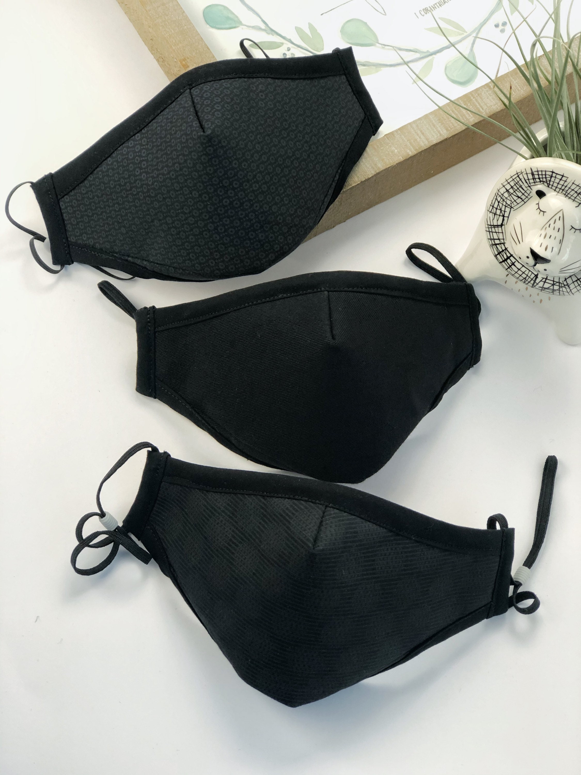 Black Formal Face Mask With Filter Pocket 3 Layers of 100%cotton Fabric ...