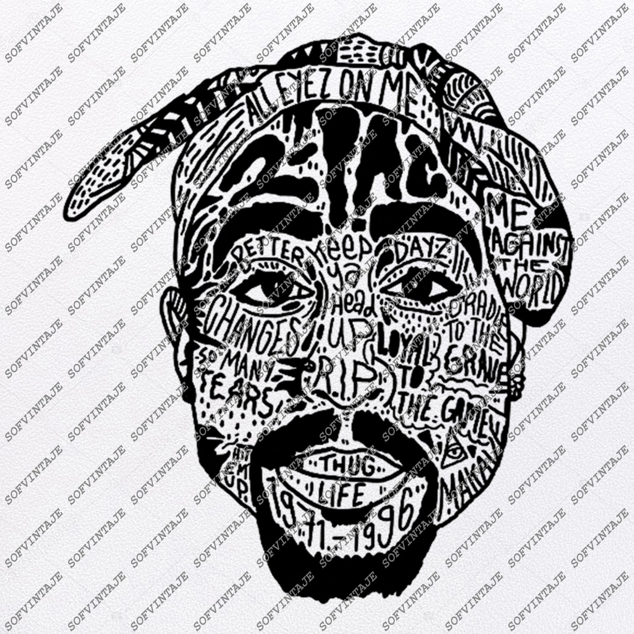 2pac Svg File-Tupac Shakur Svg Design-Clipart-Singer Hip Hop | Etsy