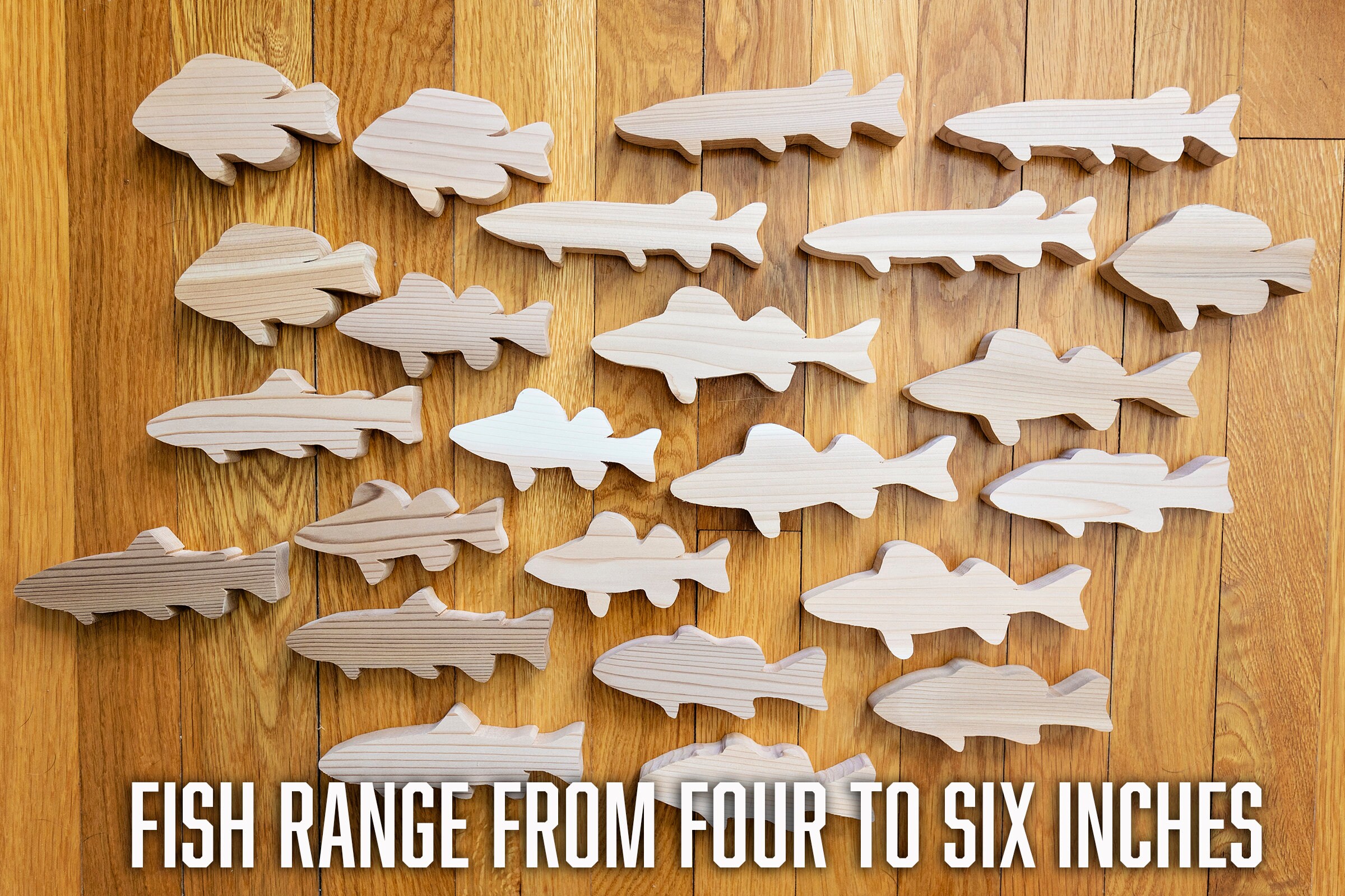 School of 24 Small Fish Wood Cutouts Fun Activity for Kids and Adults ...