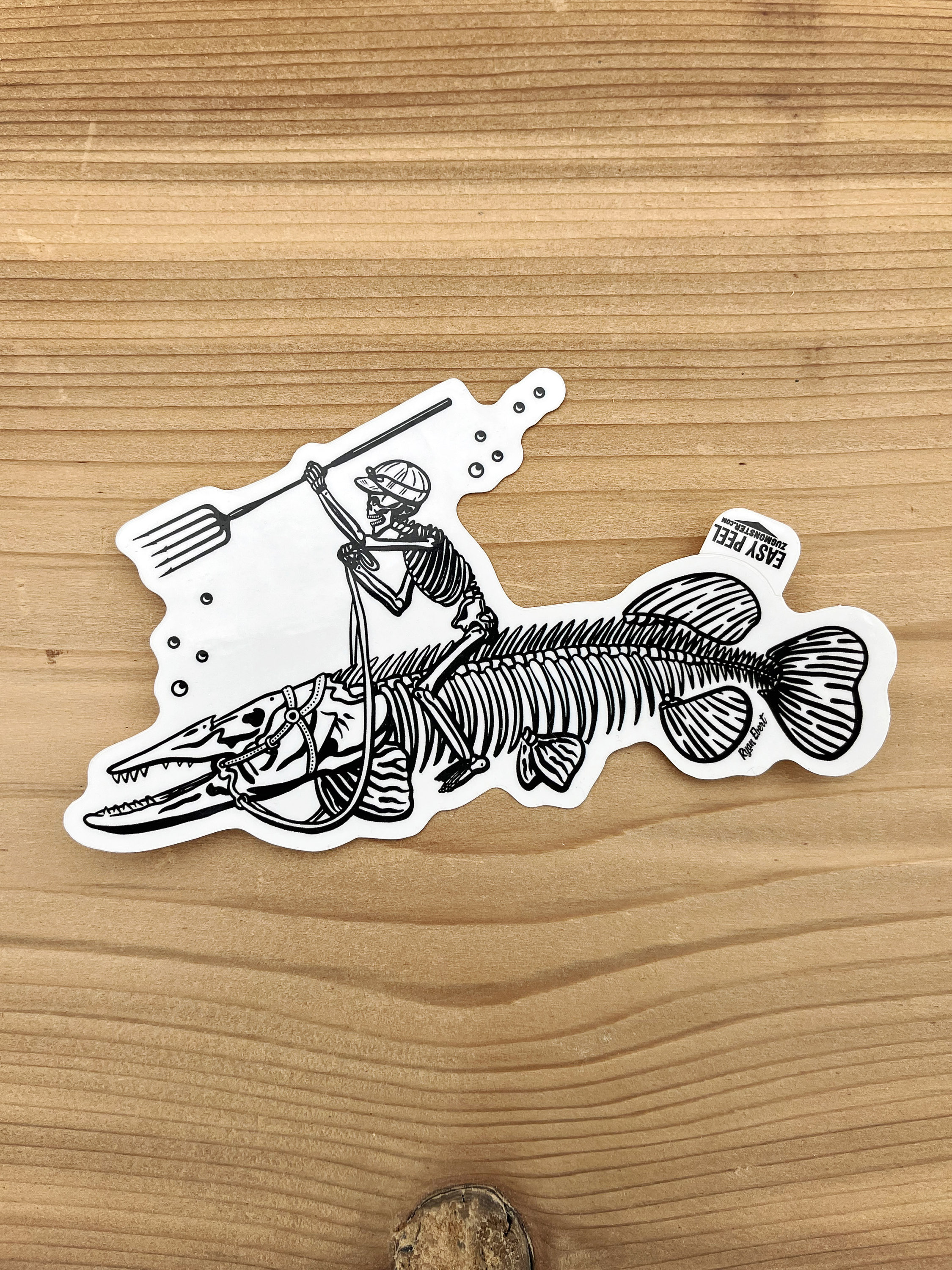 Skeleton Dude Riding an Esox Skeleton Sticker Designed by Ryan Ebert - Etsy