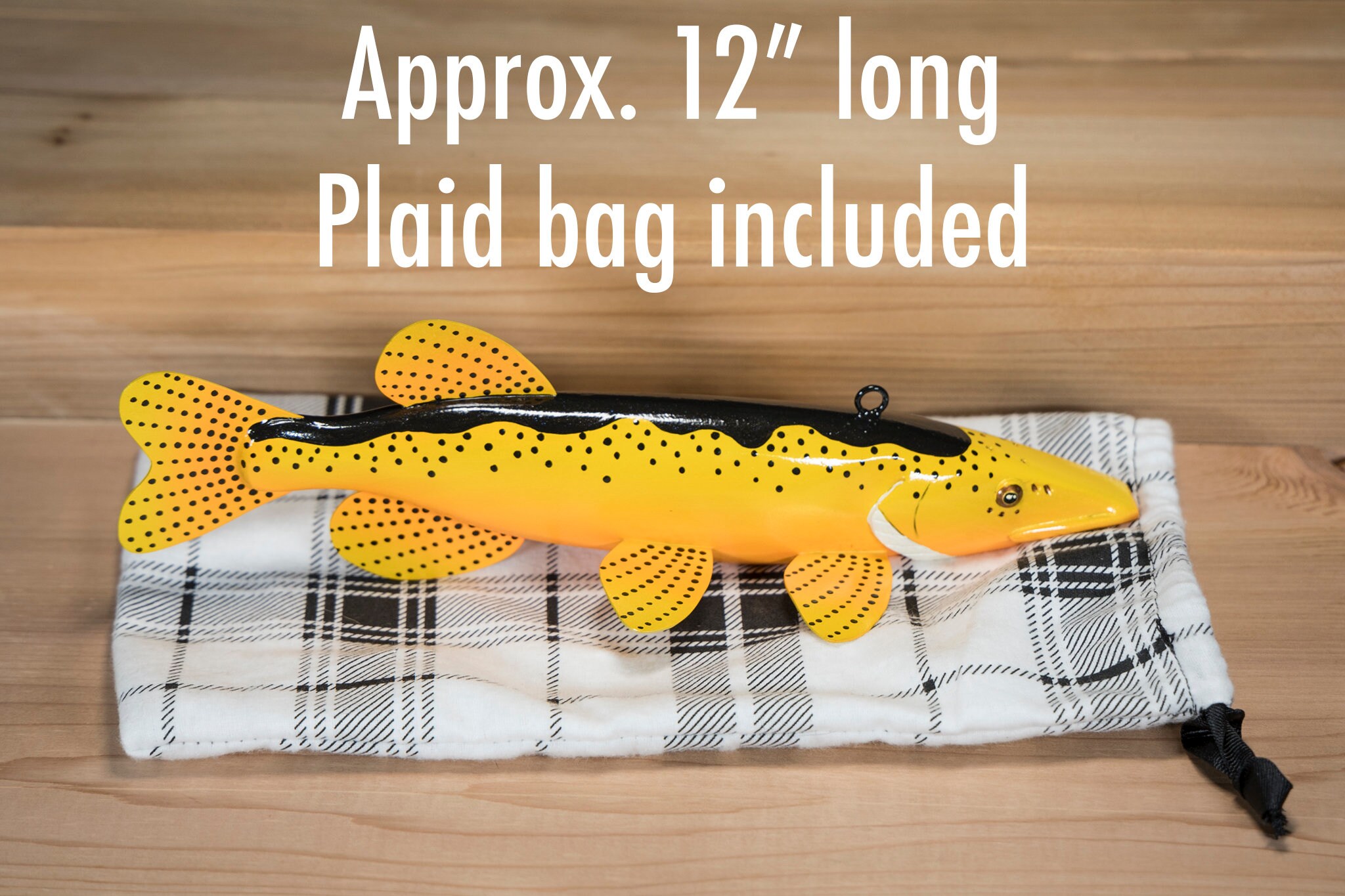 Yellow and Black Folk Art Pike Fish Decoy Collectible Handmade by Ryan ...