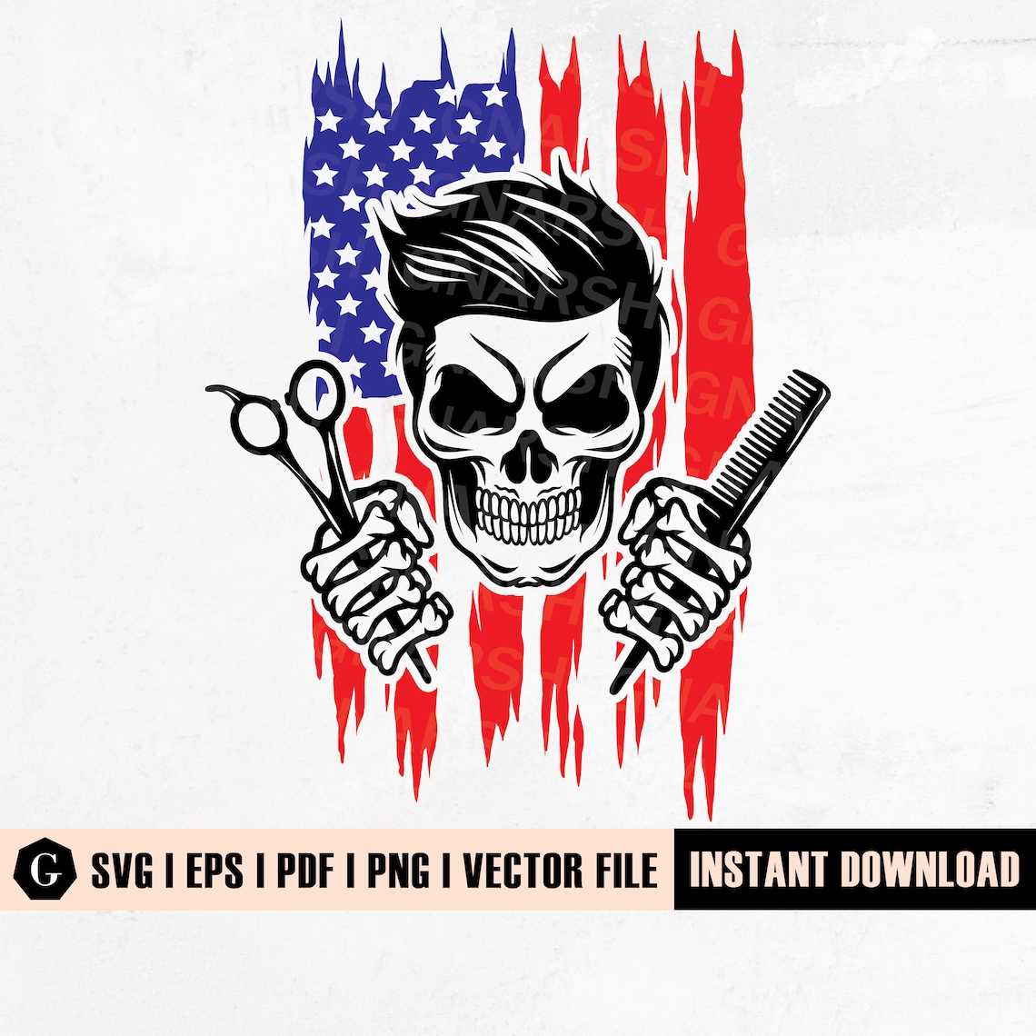 US Barber Skull Svg US Barber Svg Barber Shirt Barber | Etsy