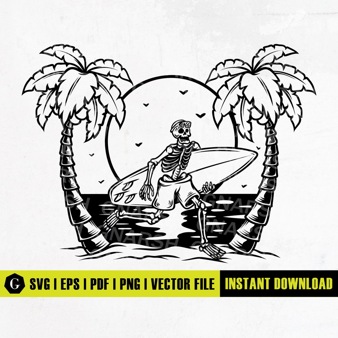 Beach Skeleton SVG | Dead Summer Skull SVG | Summer Vibes Svg | Summer ...