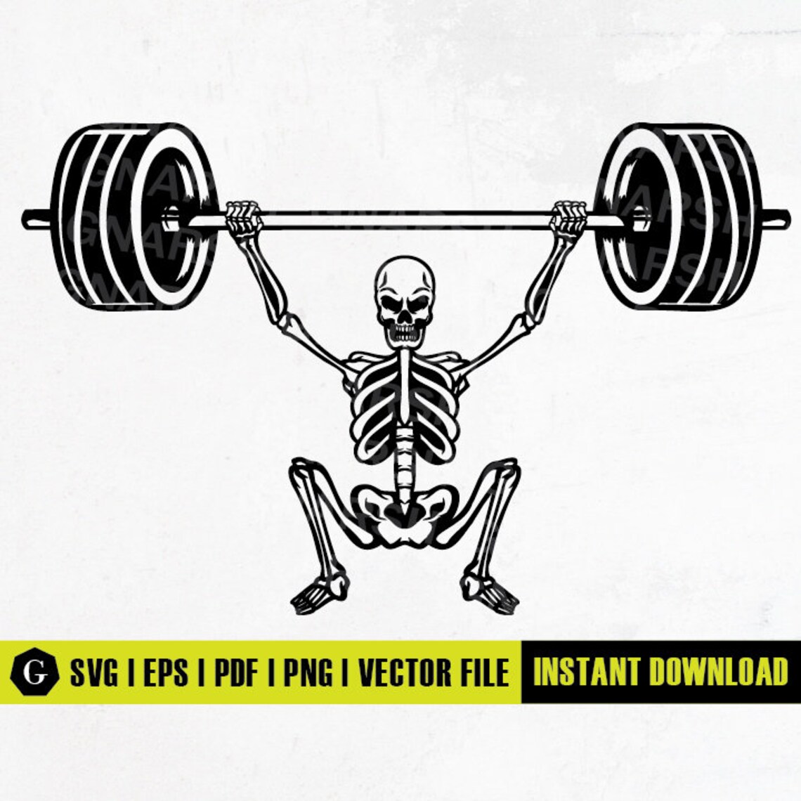 Skeleton Deadlift Gym SVG | Workout Graphics (digital File) - Etsy