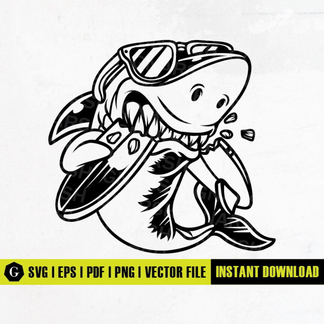 Shark Biting Surfboard SVG | Surfing SVG | Summer Beach | Shark Svg ...