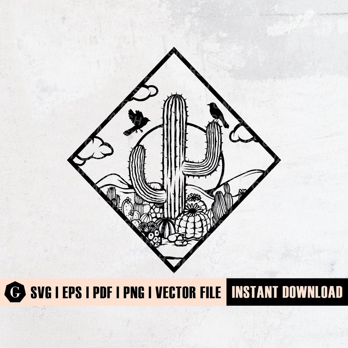 Cactus SVG File Desert Scene Svg Cactus Scene Svg - Etsy