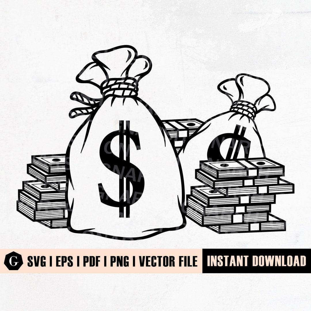 Money Bag SVG | Money Bag With Dollar Sign | Money Bag Clipart | Cash ...