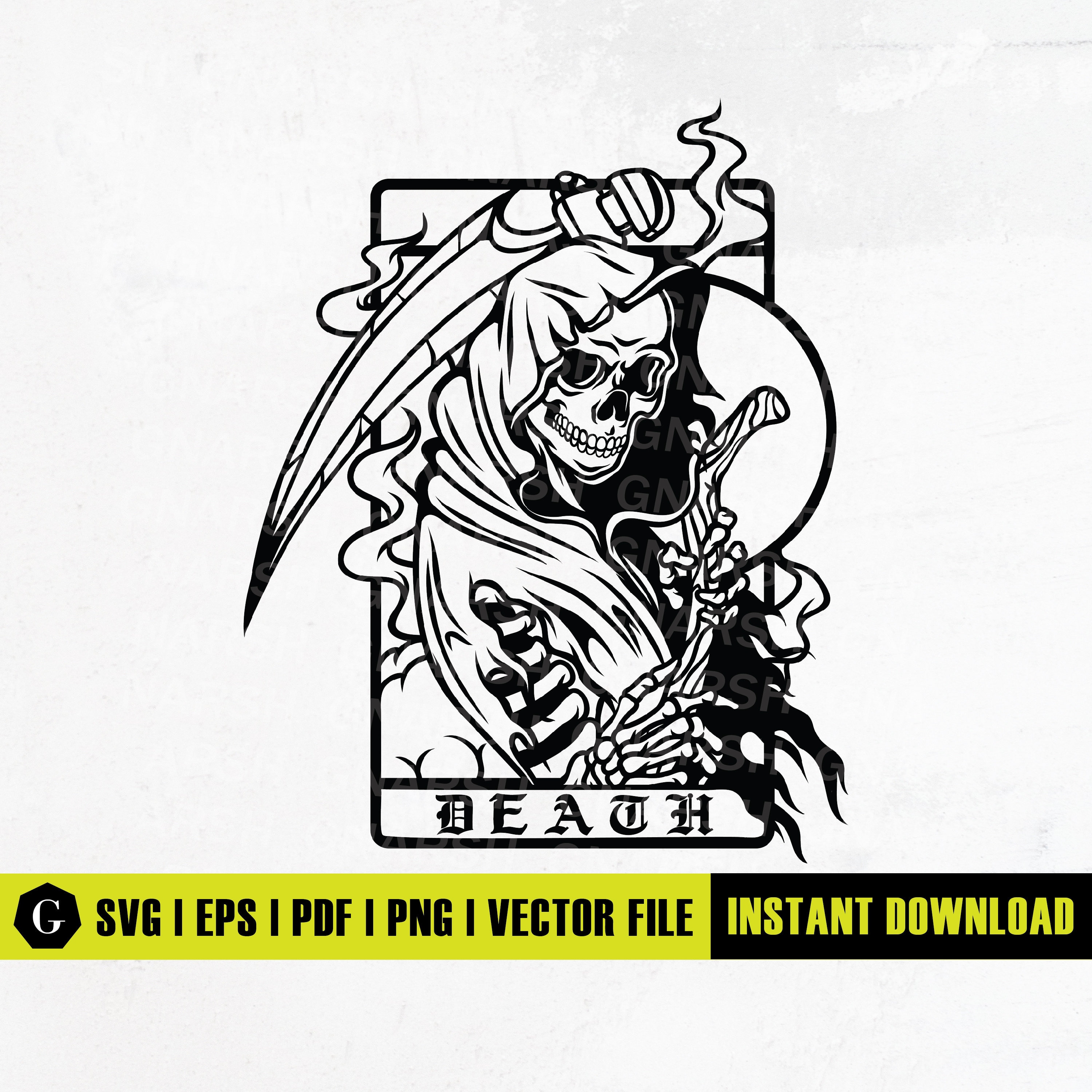 Grim Reaper Svg Death Svg Scythe Svg Skull Skeleton Svg Etsy