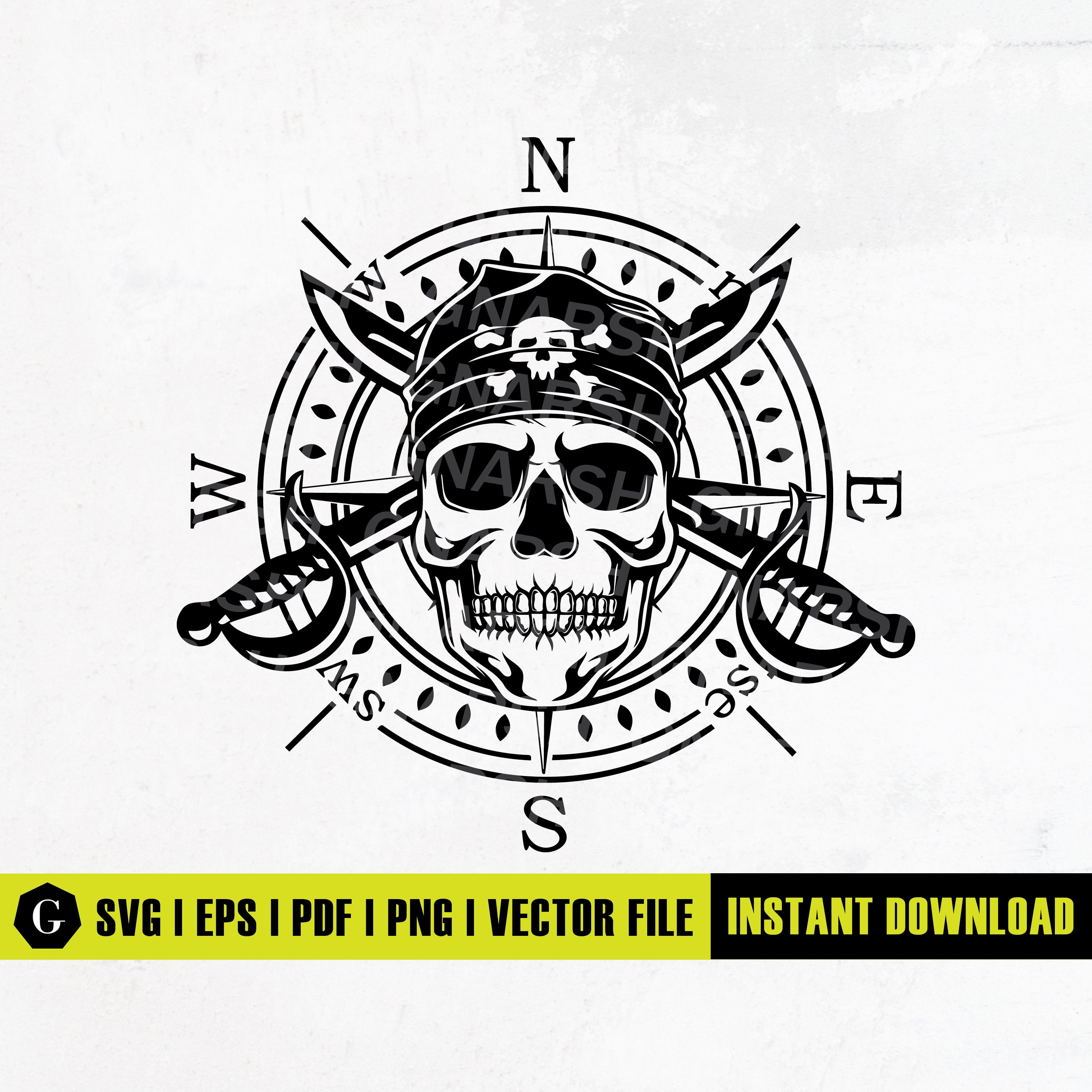 Pirate Compass SVG Skull Compass Svg Nautical SVG Piracy - Etsy Canada