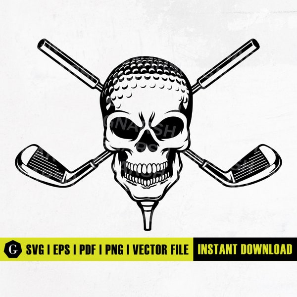 Skull With Golf Clubs Svg - Etsy