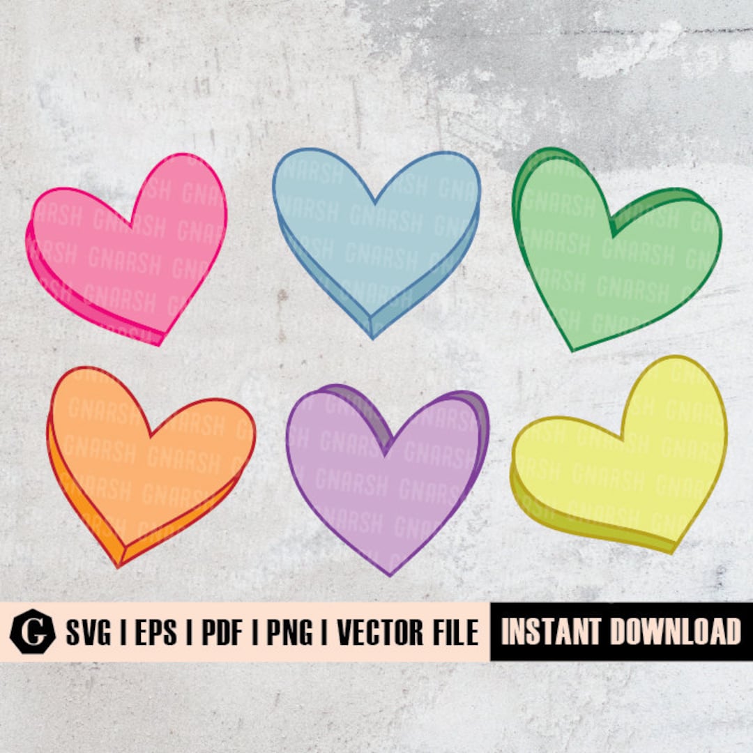 Candy Hearts SVG | Conversation Hearts Svg | Heart Candies Clipart ...