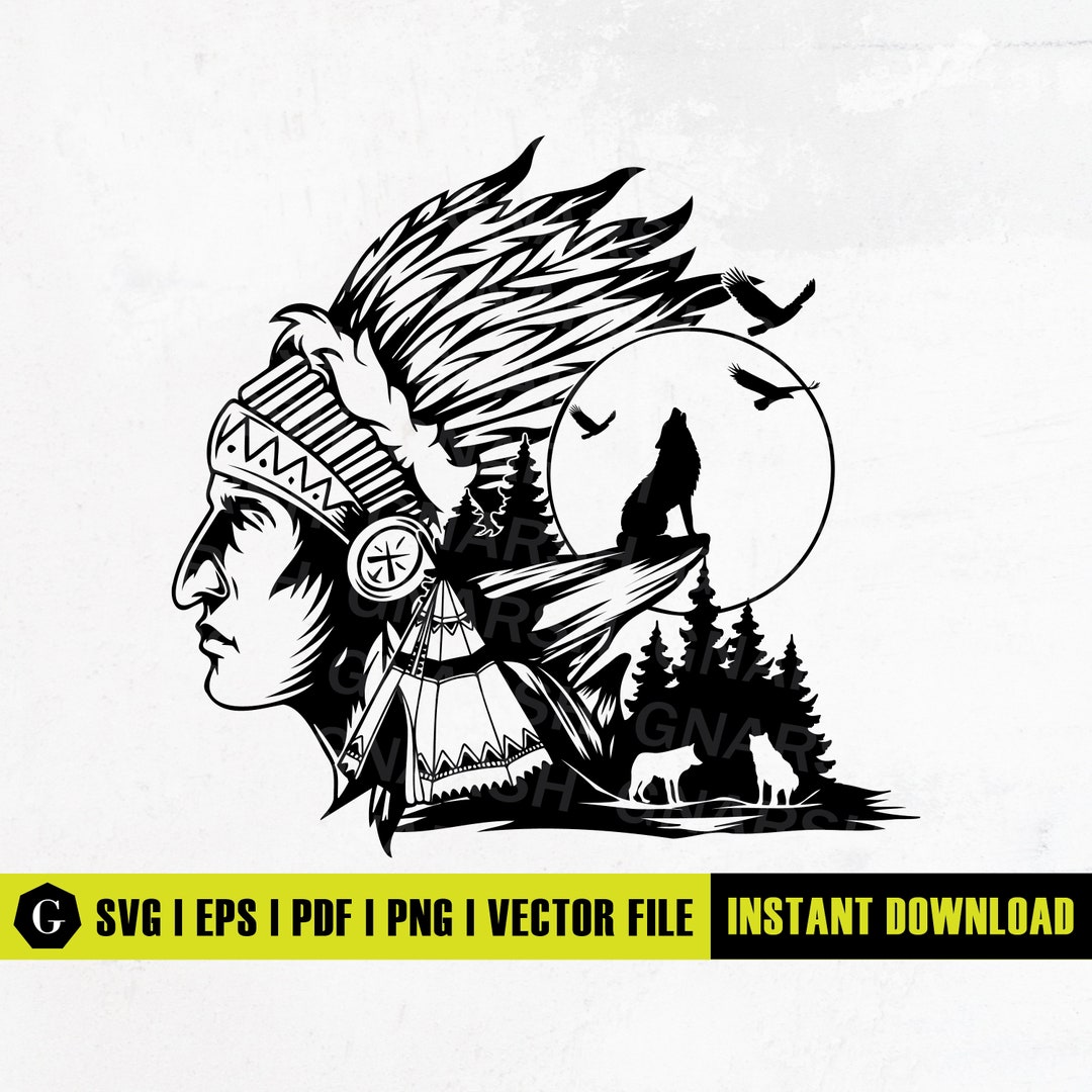 Native American Village SVG | Indigenous People SVG | Wolf Pack SVG ...