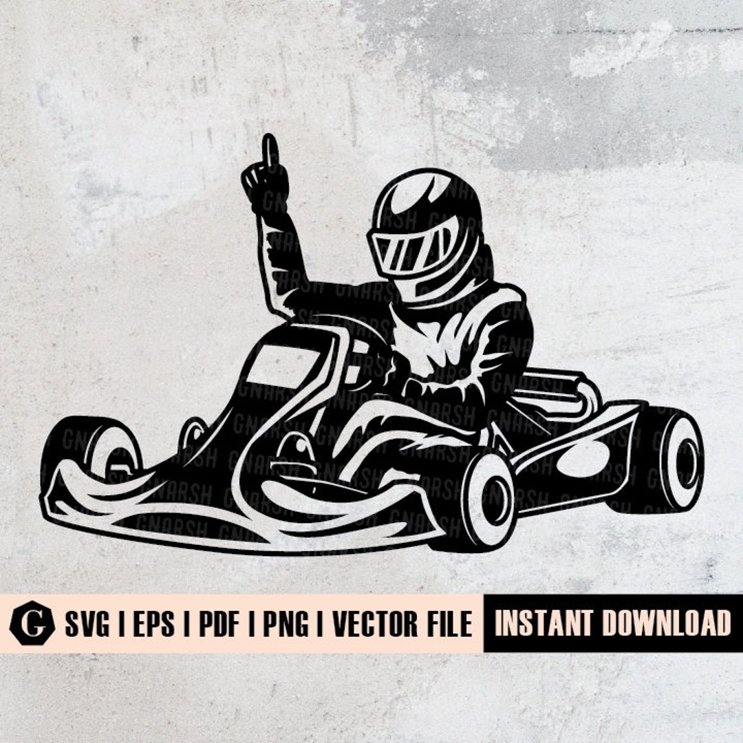 Go Kart Riding Svg File | Go Kart Clipart | Kart Svg | Kart Riding Svg ...