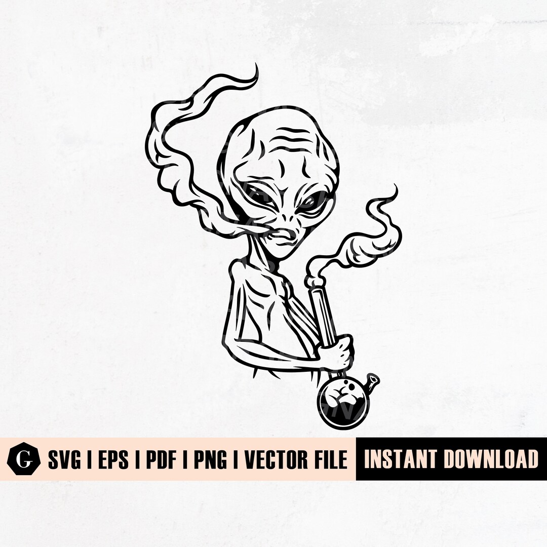 Alien Smoking Weed Svg Alien Smoking Joint Svg High as the Moon Svg ...