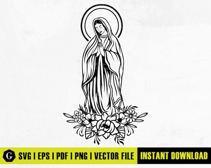 Virgin Mary SVG Bundle PNG File, Mother of Jesus Svg Files for ...