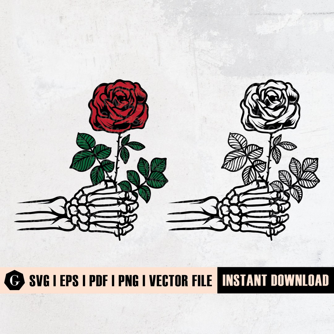 Skeleton Hand Holding Rose SVG | Tattoo Designs (digital Download) - Etsy