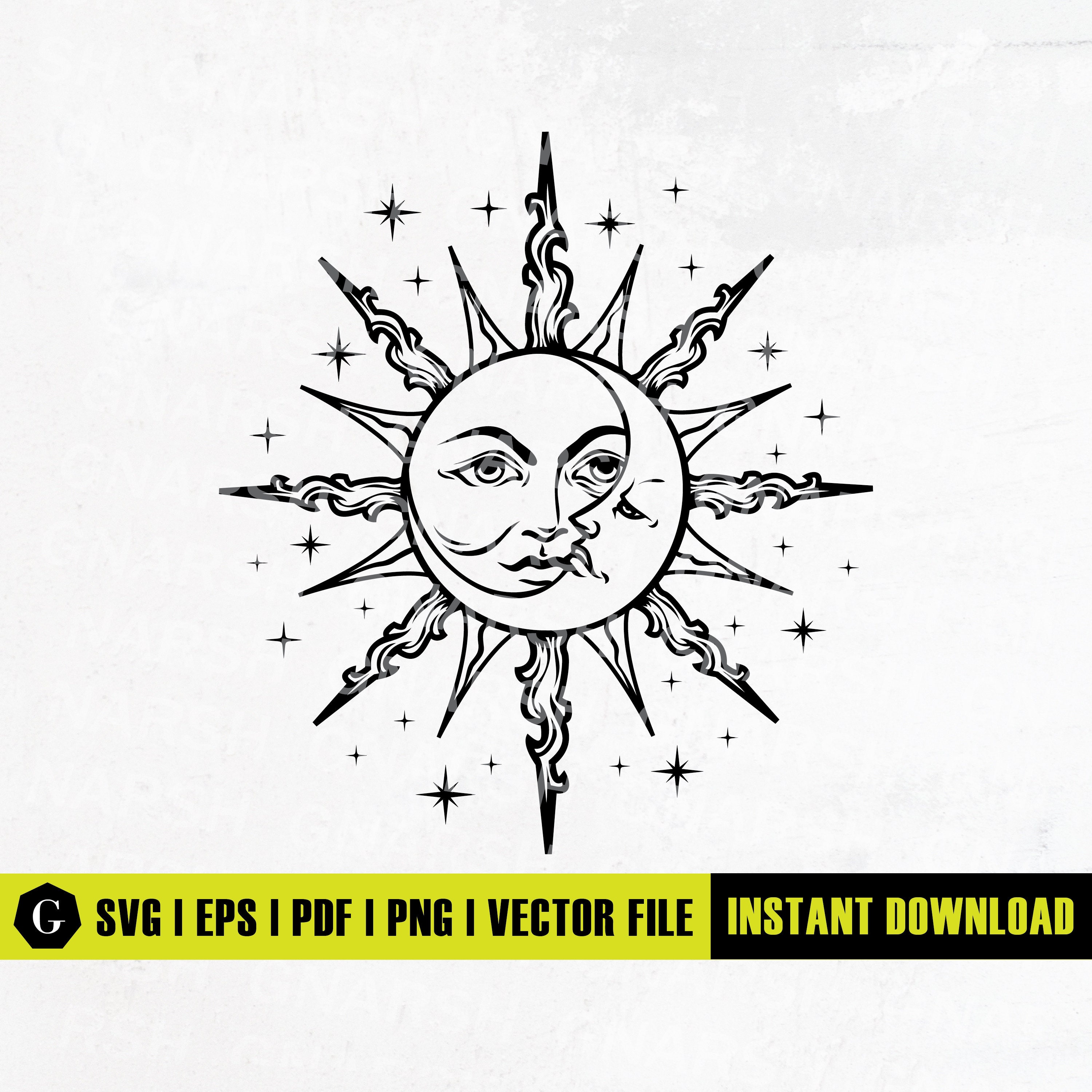 Sun And Moon Svg Moon Svg Sun Svg Celestial Svg Crella Images And