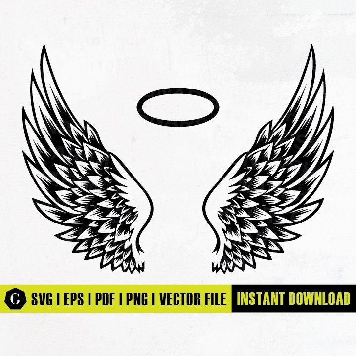 Alas de ángel SVG / Ángel SVG / Memorial Svg / Halo Svg / - Etsy México