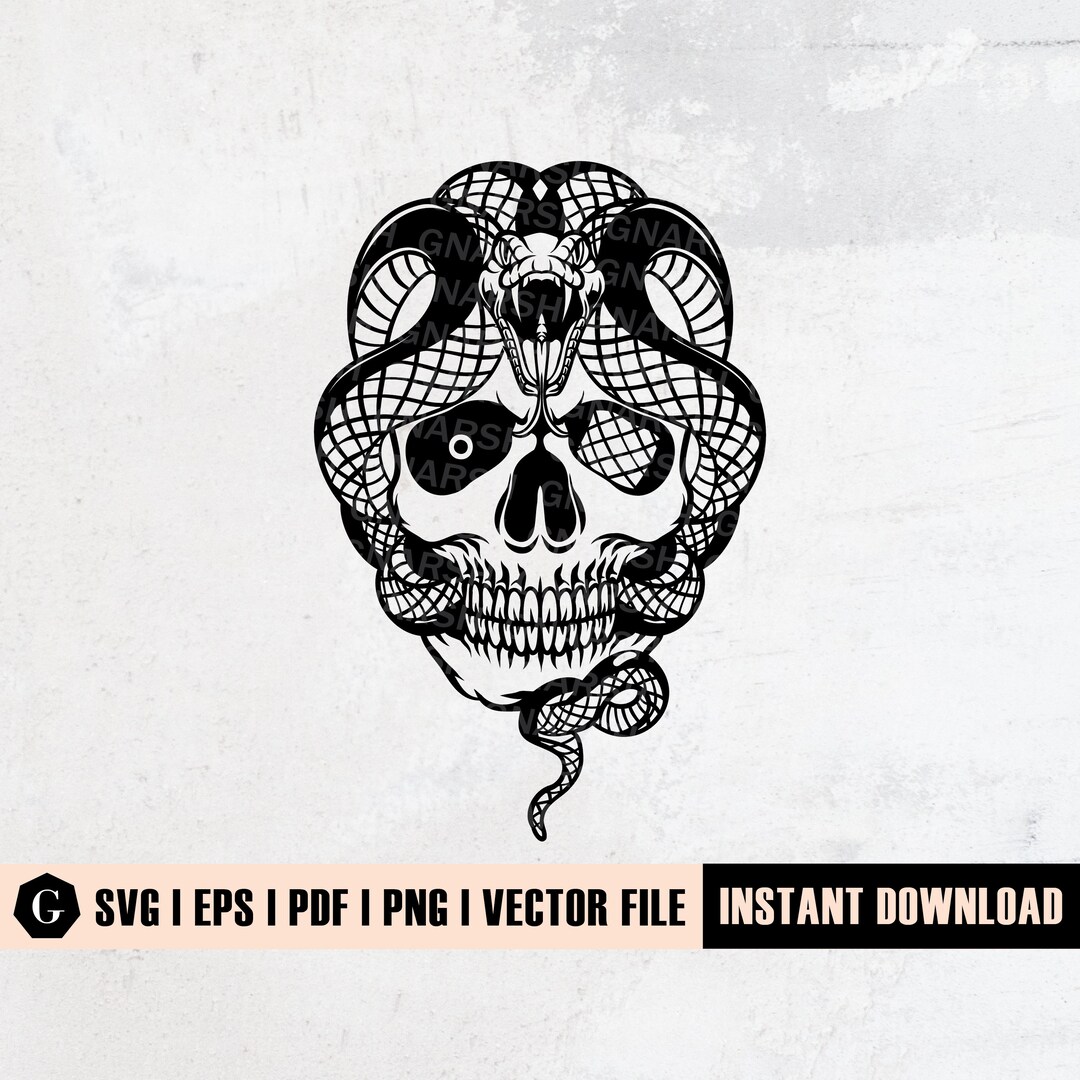 Snake Skull Svg File | Skull Cut File | Witchy Svg | Halloween Svg File ...