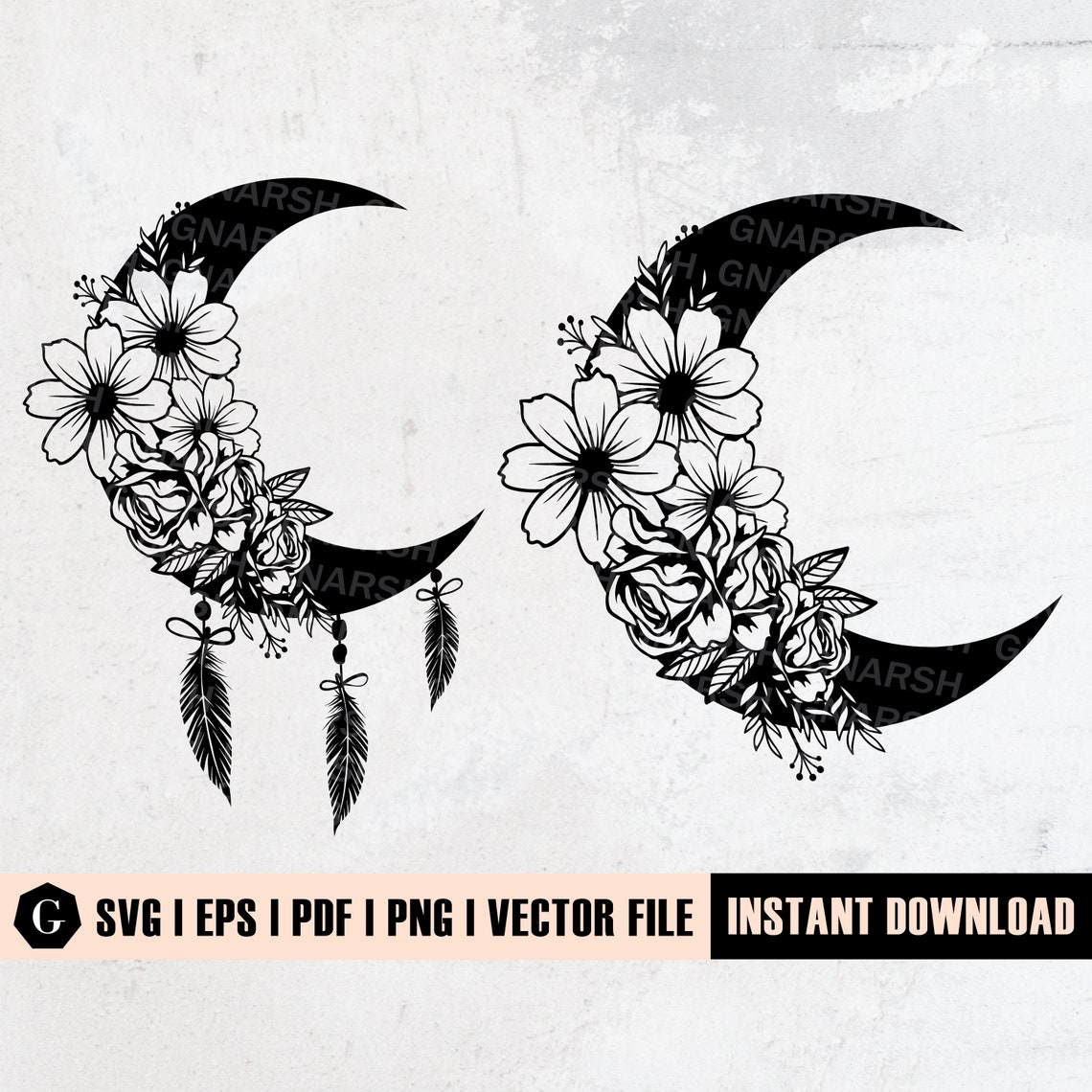 Moon Flowers Svg Moon Floral Svg Dreamcatcher Svg Moon - Etsy