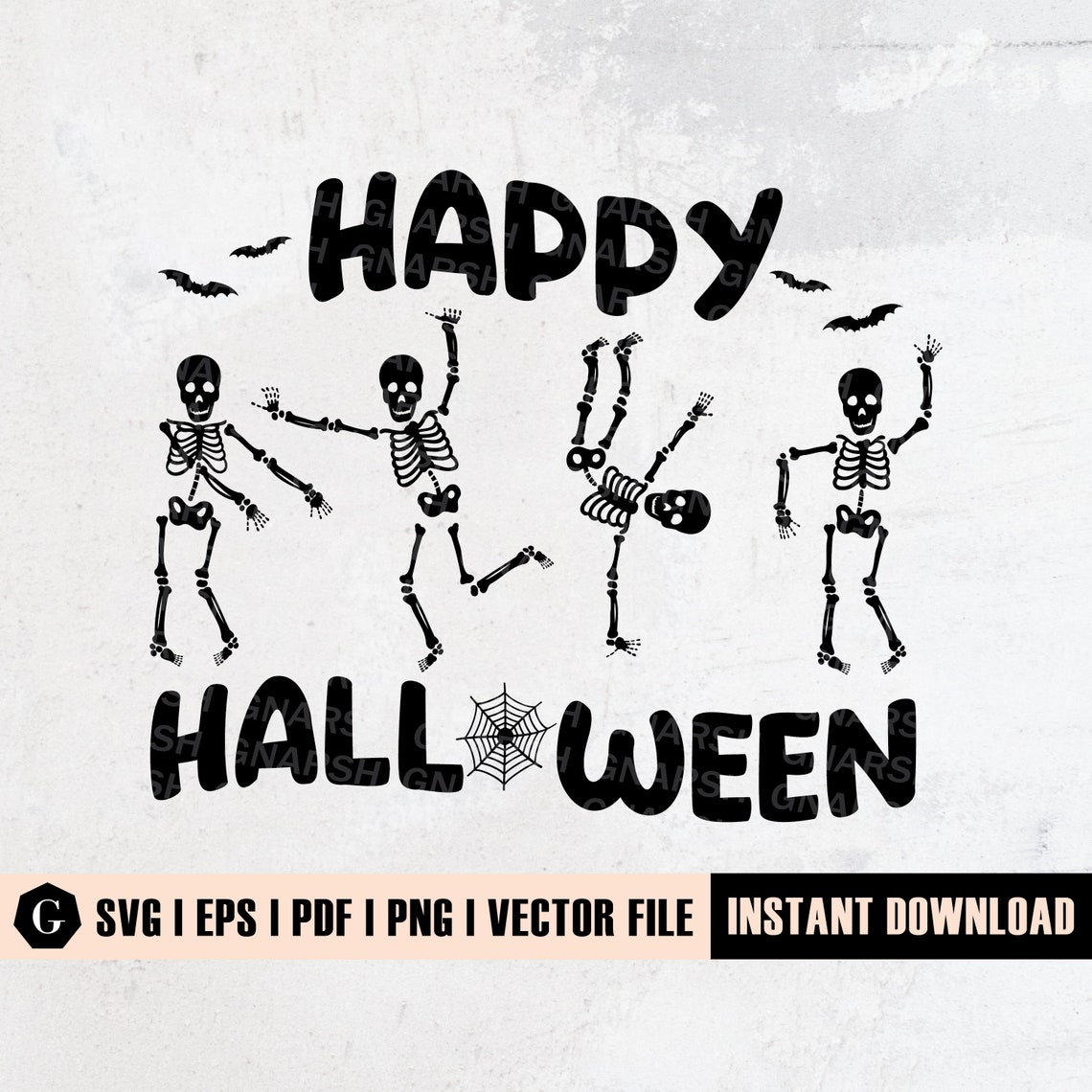 Happy Halloween Svg Dancing Skeletons Svg Bones of Human - Etsy