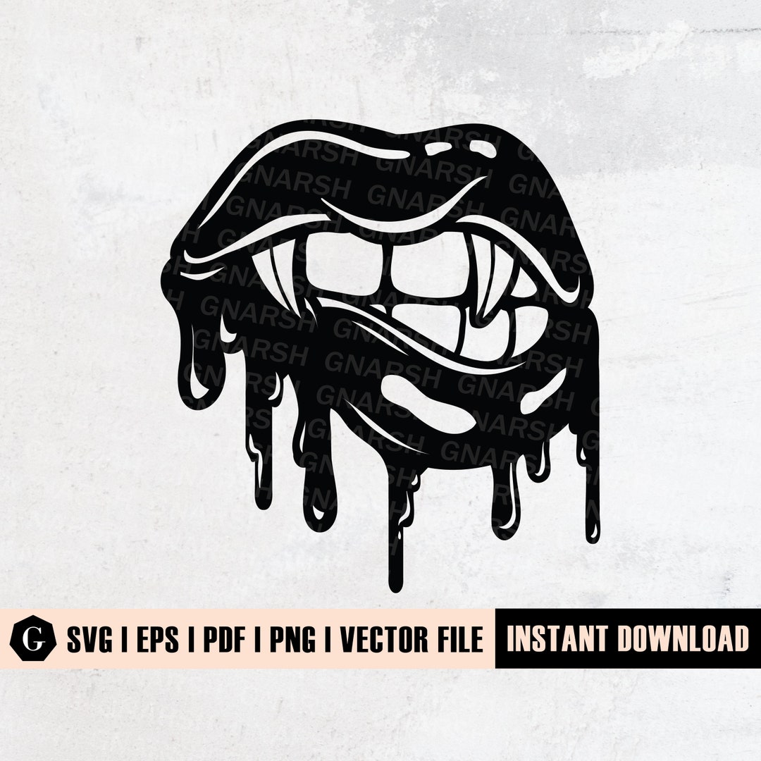 Vampire Lips Svg | Vampire Biting Lips Svg | Lips Svg | Vampire Svg ...