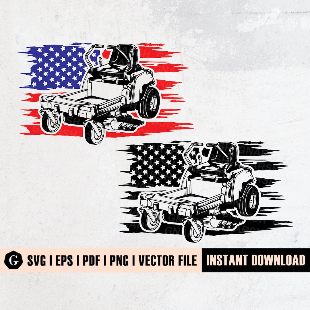 USA Lawn Mower Svg File | Zero Turn Lawn Mower Clipart | Zero Turn Lawn ...