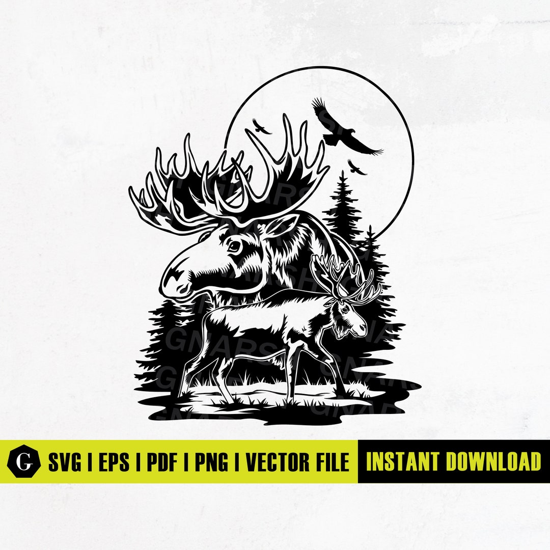 Moose SVG | Forest SVG | Wild Animal Outdoor Scene | Forest Scene Svg ...